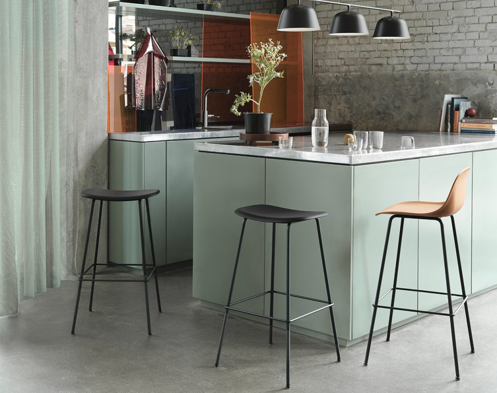 Fiber Counter Stool with Back Dusty Green - 2nd Floor